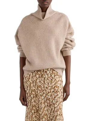 Isabel Marant Brooke Merino Wool & Cashmere Funnel Neck Sweater - Beige