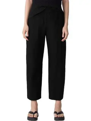 Eileen Fisher Ankle Barrel Leg Pants - Black