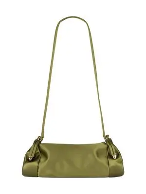Jeffrey Campbell On-sunset Satin Shoulder Bag - Olive Satin Gold
