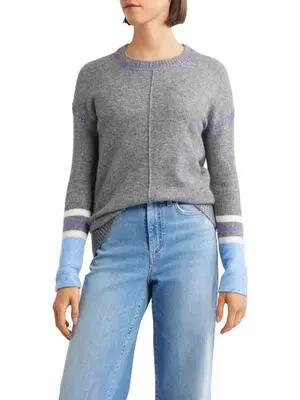 HATLEY Blanket Stitch Mélange Sweater - Charcoal