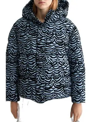 Scotch & Soda Feather Stripe Hooded Puffer Jacket - Ikat Feather Blue
