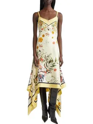 Monse Floral Football Handkerchief Hem Slipdress - Yellow Multi