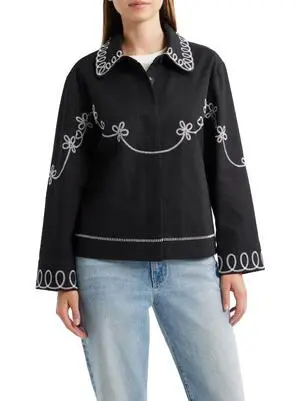 Rails Keaton Embroidered Cotton Jacket - Black