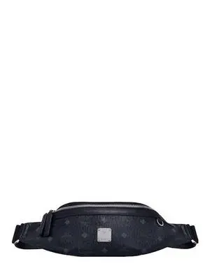 Mcm Small Fursten Belt Bag In Visetos - Black