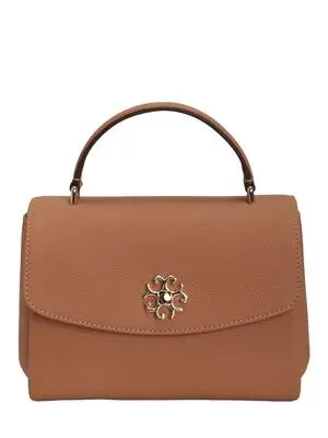 Gorski Top Handle Leather Bag With Crossbody Strap - Tan