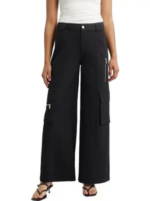 CITY BLUES Wide-leg Cargo Trousers - Black