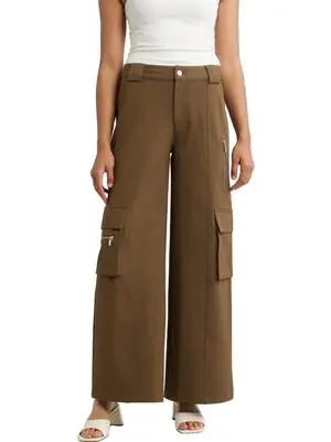 CITY BLUES Wide-leg Cargo Trousers - Olive