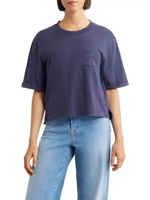 CITY BLUES Coram Crop Oversized T-shirt - Navy