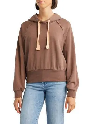 CITY BLUES Crop Cotton Hoodie - Earth
