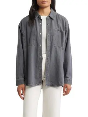 CITY BLUES Gramercy Oversize Denim Shirt - Gray