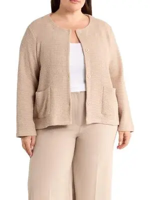 Eileen Fisher Textured Organic Cotton Jacket - Wheat