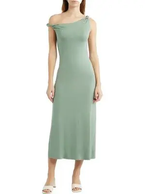 NIA Carmella Asymmetric Midi Dress - Loden Forest