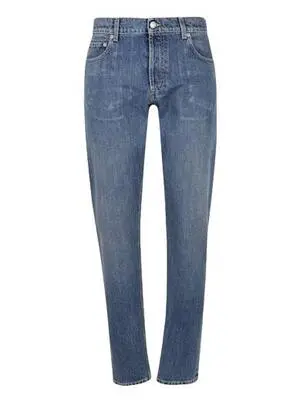 Alexander McQueen Straight Leg Logo Jeans - Blue