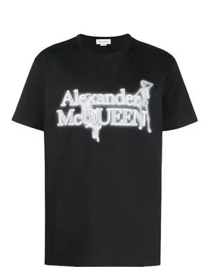 Alexander McQueen Neon Skeleton Logo T-shirt - Black
