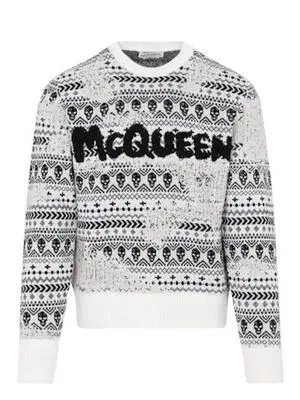 Alexander McQueen Wool Logo Sweater - White/black