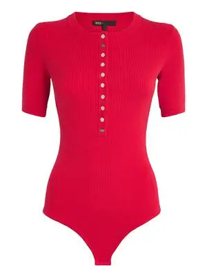 Maje Cotton-blend Short Sleeve Bodysuit - Red