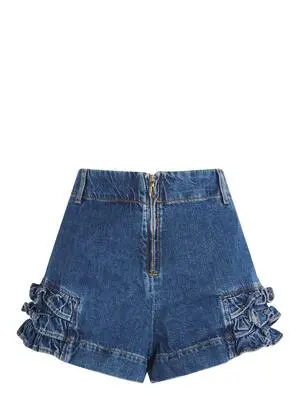 Sandro Denim Ruffle Shorts Blue