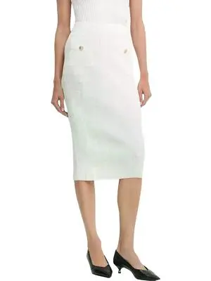 Guess Ribbed Knit Midi Skirt - White