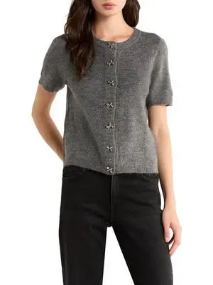 CECE DUPRAZ Short Sleeve Bow Button Cardigan