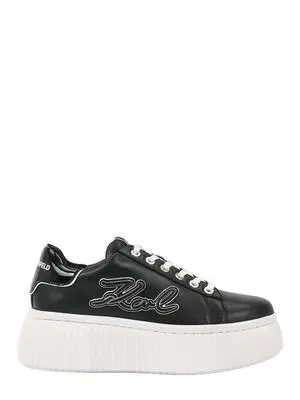 Karl Lagerfeld Embroidered Logo Platform Sneakers - Black