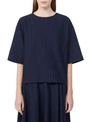 MM BY MAX MARA Kara Striped Knit Top - Midnight Blue