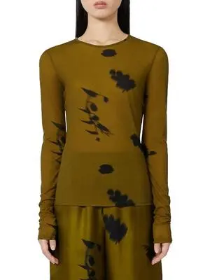 MM BY MAX MARA Floral Print Long Sleeve Shirt - Olive Green