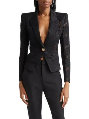 Balmain Fitted Lace Blazer - Black