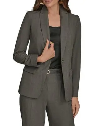 Donna Karan New York Plaid One-button Blazer - Dark Mineral Multi