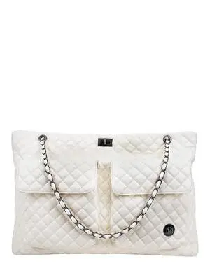 Badgley Mischka Diana Xl Quilted Vegan Leather Weekender Duffel Bag - Cream
