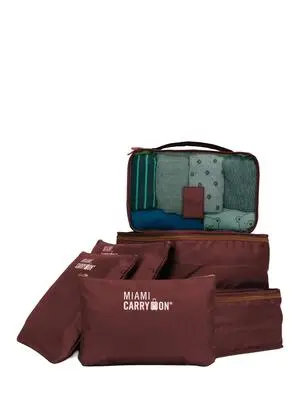 MIAMI CARRY ON 6-piece Packing Cubes - Burgundy/tan