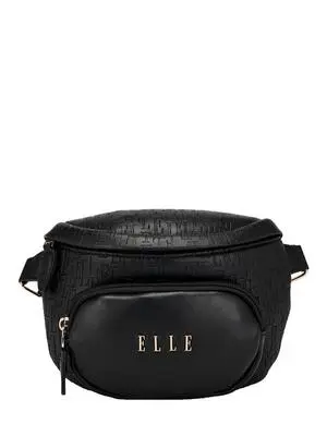 ELLE Wayfarer Vegan Leather Monogram Belt Bag - Black