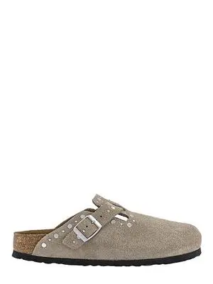 BIRKENSTOCK Boston Suede Clogs - Taupe Rivet