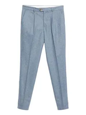 Brunello Cucinelli Wool Flannel Single-pleated Pants - Cloud