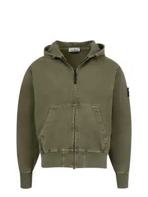 Stone Island Hooded Zip-up Sweatshirt - Green