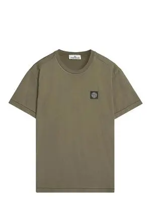 Stone Island Garment Dyed Logo T-shirt - Green