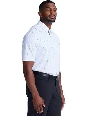 PXG Comfort Fit Golf Icons Pin Stripe Polo - White