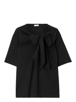 Dries Van Noten Bow-detailed Organic Cotton-jersey Blouse - Black