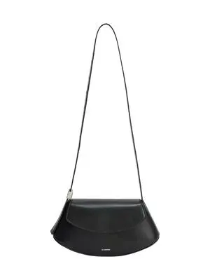 JIL SANDER Small Eldorado Leather Shoulder Bag - Black