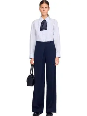 Sandro Asymmetric High-waisted Trousers - Navy Blue