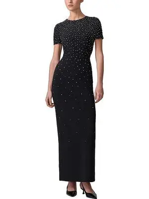 Carolina Herrera Embellished Column Gown - Black