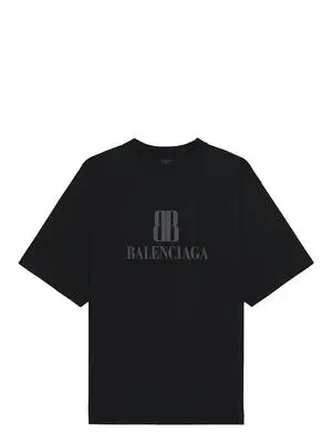 Balenciaga B Logo Tee In Black - Faded Black