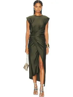 Rabanne Jersey Wrap Midi Dress - New Kaki