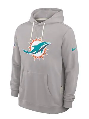 Nike Miami Dolphins Initial Home Sideline Nfl Pullover Hoodie - Grey