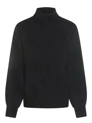 Malo High-neck Balloon-sleeve Sweater - Black