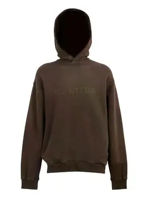 Helmut Lang Logo Detailed Hoodie Brown
