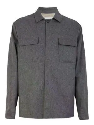 Eleventy Long-sleeve Patch-pocket Shirt - Grey