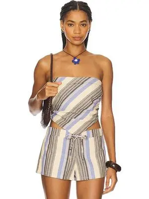 Faithfull The Brand Antibes Strapless Top - Marine Stripe