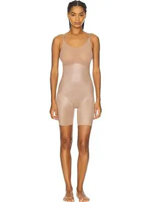 Spanx Shape Invisible Shaping Closed Bust Mid-thigh Bodysuit - Cafe Au Lait