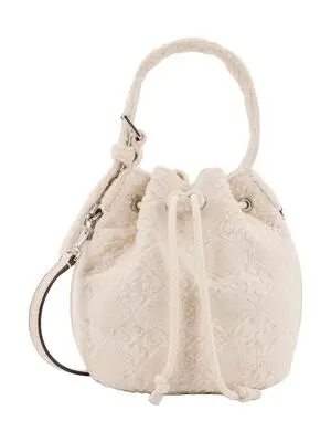 Tory Burch T Monogram Terry Mini Canvas Bucket Bag - White
