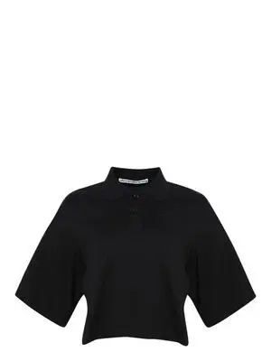 Alexander Wang Short Sleeve Cropped Polo - Black
